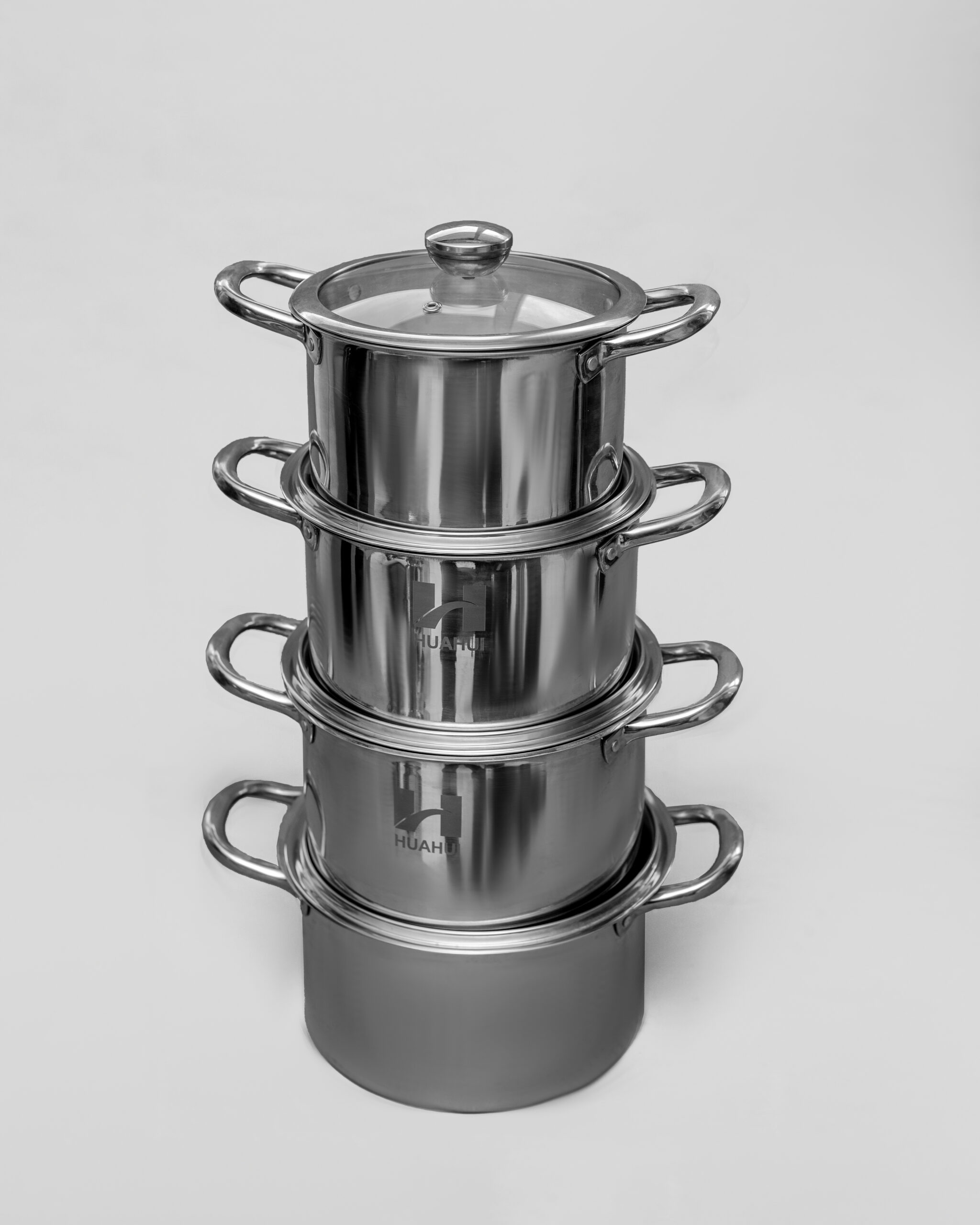 Stainless Steel Stackable Cookware Set with Lids (4-Piece Pot Set ...